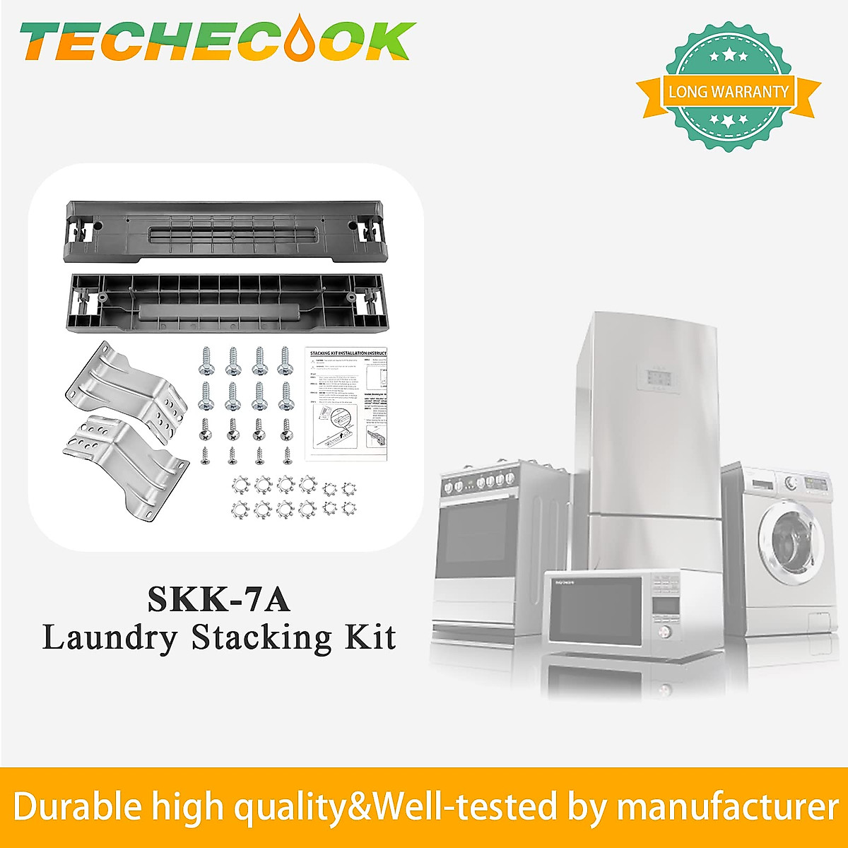 2024 UPGRADED SKK-7A SKK8K Stacking Kit Fit for Samsung Washer & Dryer 27 Inch Front Load Laundry by Techecook - Replace for SKK-7A SK-5A SK-5AXAA SKK-8K SKK8K