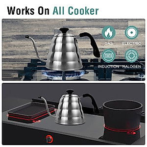 TRINIDa Gooseneck Kettle for Pour Over Coffee and Tea, 26 fl oz with Thermometer, Stainless Steel Triple Layer Bottom, Precision Pour Drip Spout, for all Stove Tops