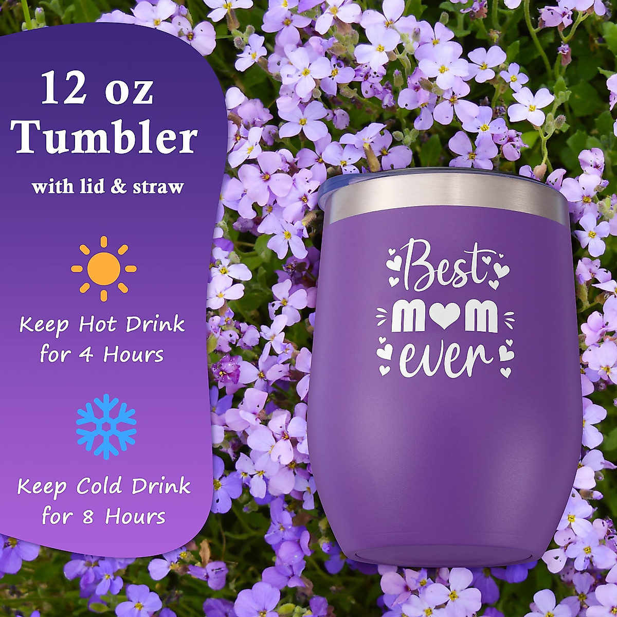 UTOBSOV Mothers Day Gifts for Mom, Mom Birthday Gifts from Daughter Son with 12oz Tumbler, Best Mom Ever Gift Basket Set Mother Gift Ideas Purple