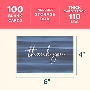 VNS Creations 100 pack Thank You Cards with Envelopes & Stickers - Classy 4x6 Blank Thank You Cards Bulk Box Set - Large Thank You Notes for Wedding, Small Business, Baby & Bridal Shower (Ombre)