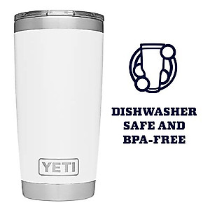 YETI Rambler 20 oz Tumbler, Stainless Steel, Vacuum Insulated with MagSlider Lid, White