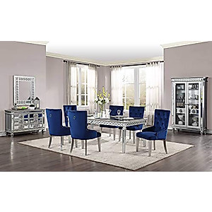Acme Furniture Varian Dining Table, Mirrored & Antique Platinum