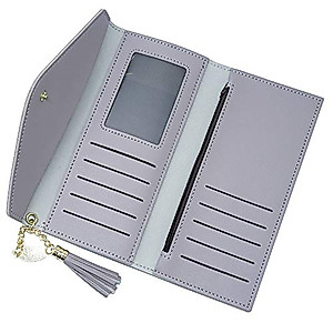 Womens Wallet Ultra Slim Pu Leather Credit Card Holder Clutch Hand holding trendy Wallets for Women(purple)