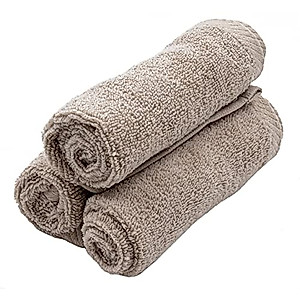 Linteum Textile Washcloth Set 100% Soft Cotton Zero Twist 16 Single Ring Spun Premium Washcloths Face Towel (Taupe) 12 Piece 13x13 Inch