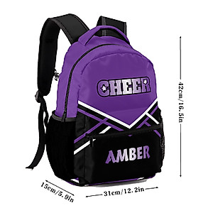 SunFancyCustom Personalized Cheer Cheerleaders Star Purple Backpack Causual Shoulder Bags for Women Men Gift