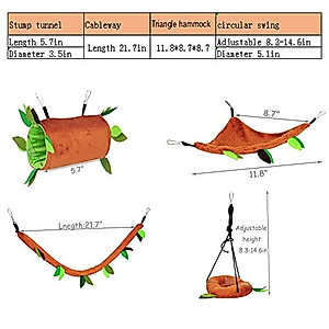 Hamiledyi Hamster Hammock Small Animals Hanging Warm Bed House Organic Natural Apple Wood Chewing Stick Rat Cage Nest Accessories Toy Hanging Tunnel and Swing for Sugar Glider Squirrel
