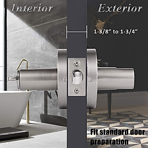 Probrico Satin Nickel Privacy Door Levers, Flat Interior Bath/Bed Door Handles, Reversible for Right & Left Handed Bedroom/Bathroom Doors, 5 Pack