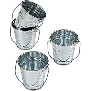 10 Large Galvanized Buckets 6" Tall 6.25" Wide at TOP 4" Wide at Bottom Arts Crafts Wedding