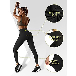 TMKOTOKRA High Waisted Workout Leggings for Women Tummy Control Butt Lifting Compression Leggings Soft Yoga Pants-Black