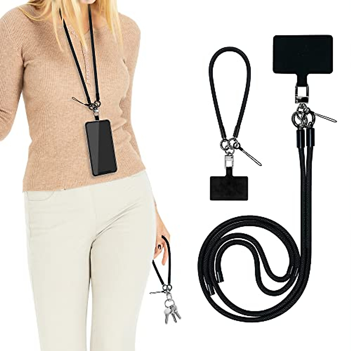 Bugu Bird Cell Phone Lanyard Crossbody, 2 Packs Phone Lanyard, with Phone Wrist Strap Compatible with with Most Phones/Key Holder/ID Card Holder/AirPods Case Holder.