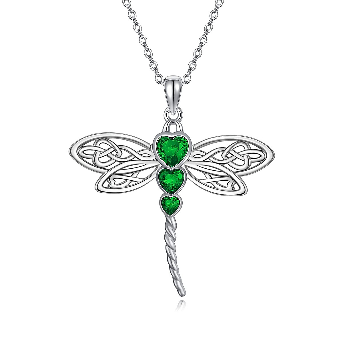 RMREWY Dragonfly Necklace 925 Sterling Silver Celtic Dragonfly Pendant Dragonfly Jewelry Birthday Gift for Women Dragonfly Lovers