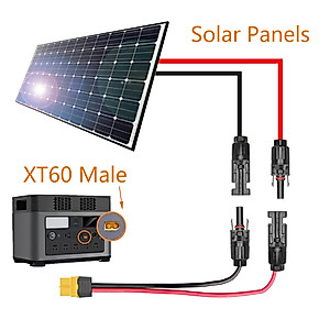 CERRXIAN 55cm 10AWG SAE Socket Solar Cable & 60cm 12AWG Solar Panel Connector to XT60 Female Cable