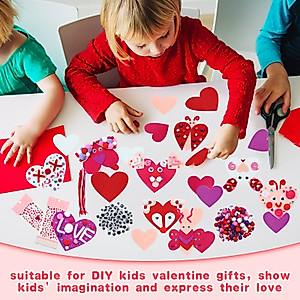 436 Pieces Valentine's Day Felt Heart Craft Kit Assorted DIY Heart Ornaments Decorations with Pom-poms Cleaners Googly Eyes Gem Sticker Craft Supply for DIY Craft Party Favor Scrapbook Decor