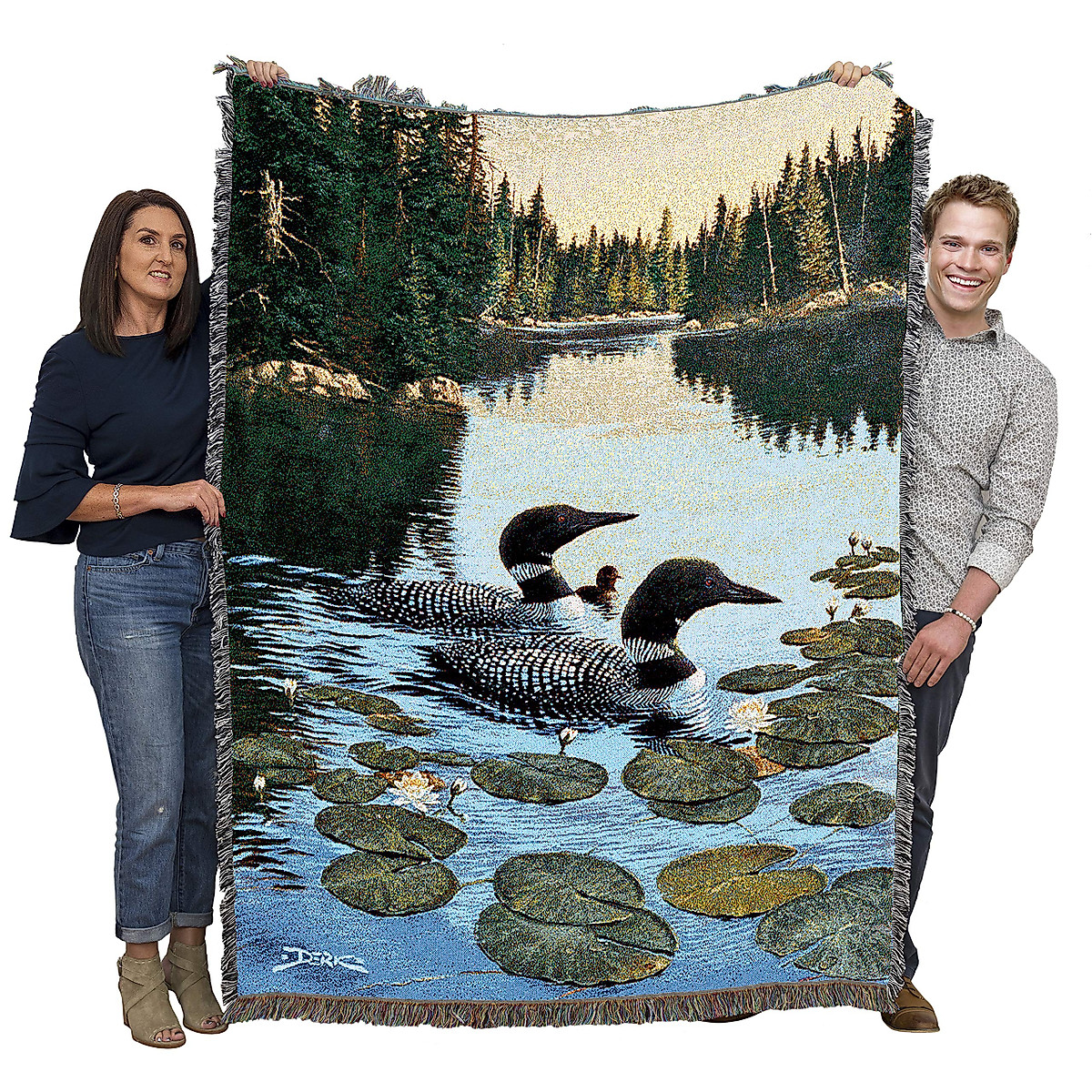 Pure Country Weavers Enchanted Passage Loons Blanket by Derk Hanson - Lake Lodge Cabin Gift Tapestry Throw Woven from Cotton - Made in The USA (72x54)