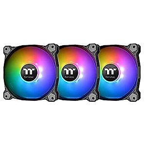 Thermaltake Pure 12 ARGB 5V Motherboard Sync/Analog Controller 16.8 Million Colors 9 Addressable LEDs 120mm Hydraulic Bearing Case/Radiator Fan, 3 Pack CL-F079-PL12SW-A