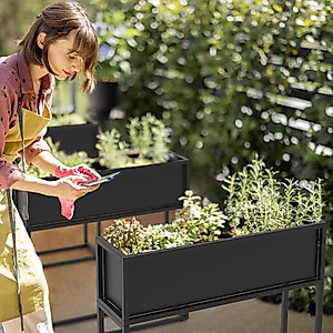 Cocoyard Elevated Planter Box - 28 Inch Durable Raised Garden Bed for Herbs and Flowers - Stylish Tall Rectangular Planter for Outdoor Plants for Patio Decor & Backyard Gardening - Indoor Planter