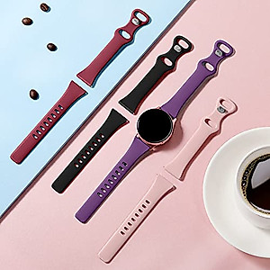 GEAK Compatible with Samsung Galaxy Watch 4 Band 40mm 44mm/Classic 42mm 46mm,Samsung Watch 5 Band,20mm Soft Slim Silicone Band for Samsung Active 2 Watch Band Women Small Black/Sand Pink/Plum/Wine Red