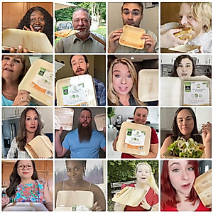 Raj Eco Compostable Palm Leaf Plates Like Bamboo Plates Disposable - 6 Inch Square 50 Party Plates, Natural Wooden, Eco-Friendly, Fancy Biodegradable & Disposable Dessert Appetizer Plates