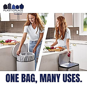 Plasticplace 13 Gallon Trash Bags │ 1.2 Mil │ White Extra-Large Drawstring Garbage Can Liners │ 24" x 31" (50 Case)