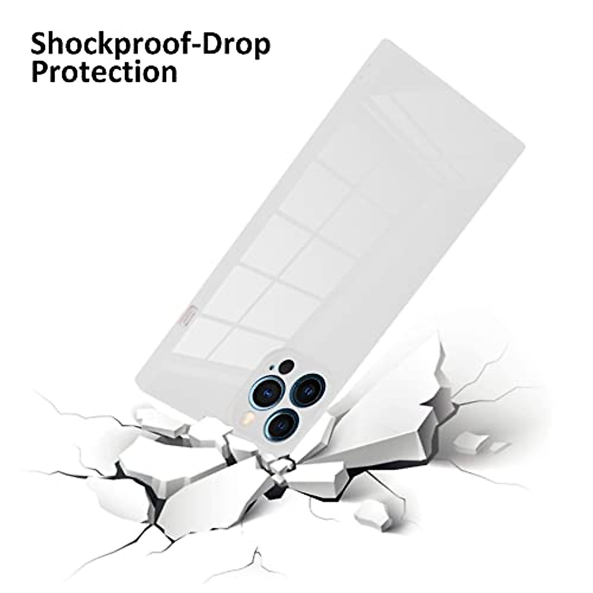 LSL for iPhone 12 Pro Max Case Square White Soft TPU Bumper Anti-Drop Anti-Scratch Shock Absorption Protective Wireless Slim Cover Compatible with iPhone 12 Pro Max 6.7 Inch for Women Girls Men