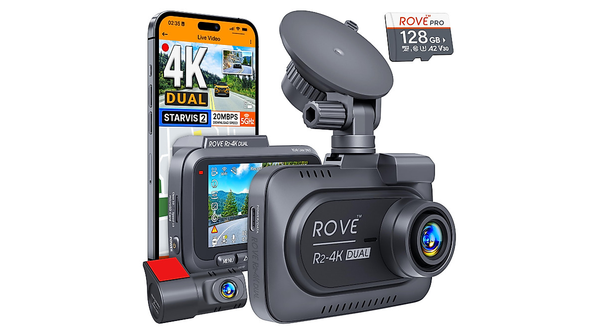 ROVE R2-4K DUAL Dash Cam: Front/Rear, STARVIS 2, 5G WiFi