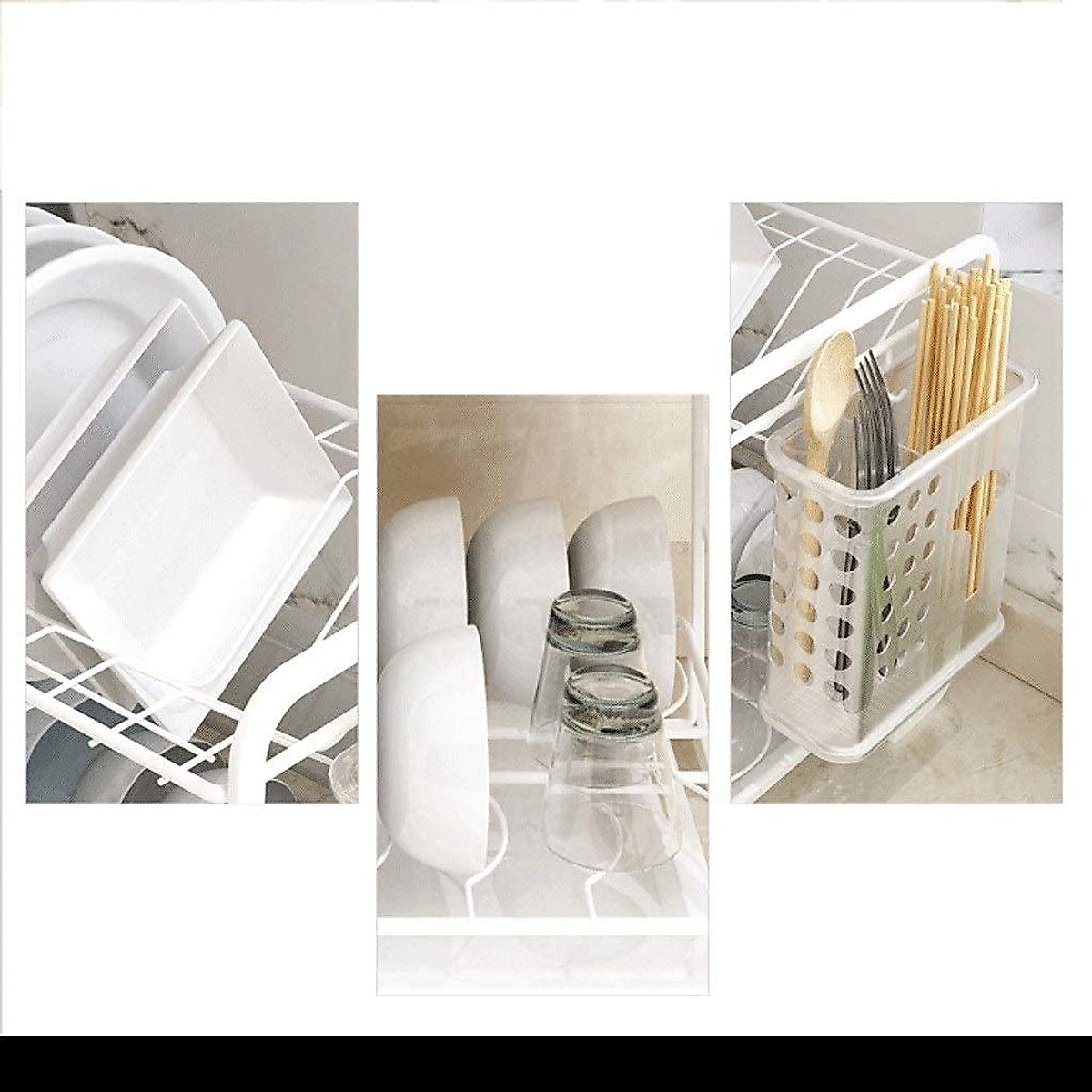 Plate Rack Draining Dish Rack Dish Drying Rack,2-Tier Dish Rack and Drain Board，Dish Drying Rack Storage Tray Cutlery Dish Drainer Room Pan Plate Holder