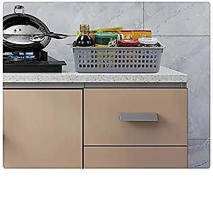 Yarebest Plastic Storage Bins, Small Basket, 6 Pack Grey Baskets