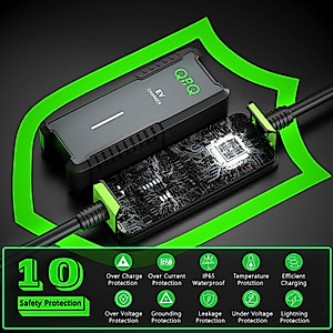 QPQ Level 1-2 EV Charger, 16 Amp 110-240V Portable Electric Car Charger, Electric Vehicle Charging Stations with NEMA 6-20 Plug & NEMA 5-15 Adapter for J1772 with 21 FT Cable