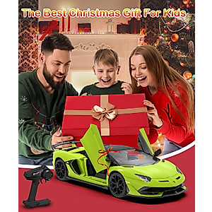 AEROQUEST Lamborghini Remote Control Car, Officially Licensed 1:14 Lambo RC Car 7.4V 500mAh with 15km/h Fast Model Car Toys for Adults Boys Girls Birthday Ideas Gift, Green