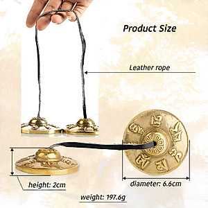 ZenBless Tibetan Tingsha Cymbals 2pcs, with Storage Box and Fabric Case, Meditation Sanskrit Brass Chime Bells for Spiritual Healing Mindfulness, Yoga Buddhist, Relaxation Musical Instruments