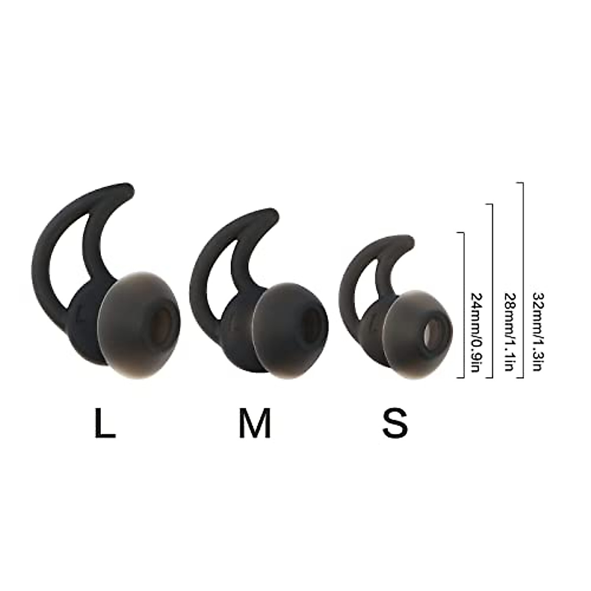 Micro Traders 3 Pairs Replacement Earbuds Ear Tips Silicone in Earphones Noise Isolation Compatible with Bo-se QC20 QC20i SoundSport SIE2i IE2 IE3 Black S M L