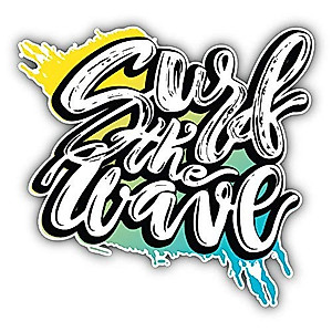 Surf The Wave Slogan Art Decor 2" Each Sticker for Scrapbooking, Calendars, Arts, Kids DIY Crafts, Album, Bullet Journals 18 Pack