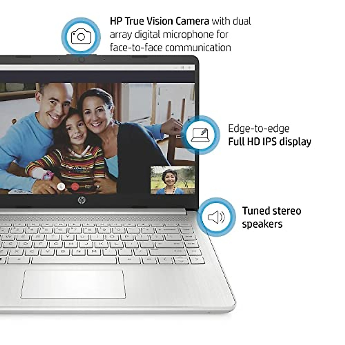 HP 14 inch FHD Display Laptop, AMD Ryzen 3 3250U up to 3.5GHz (Beat i5-7200U), 4GB RAM, 128GB SSD, AMD Radeon Graphics, Webcam, WiFi 5, Bluetooth, Windows 11 Home in S Mode, Bundle with JAWFOAL