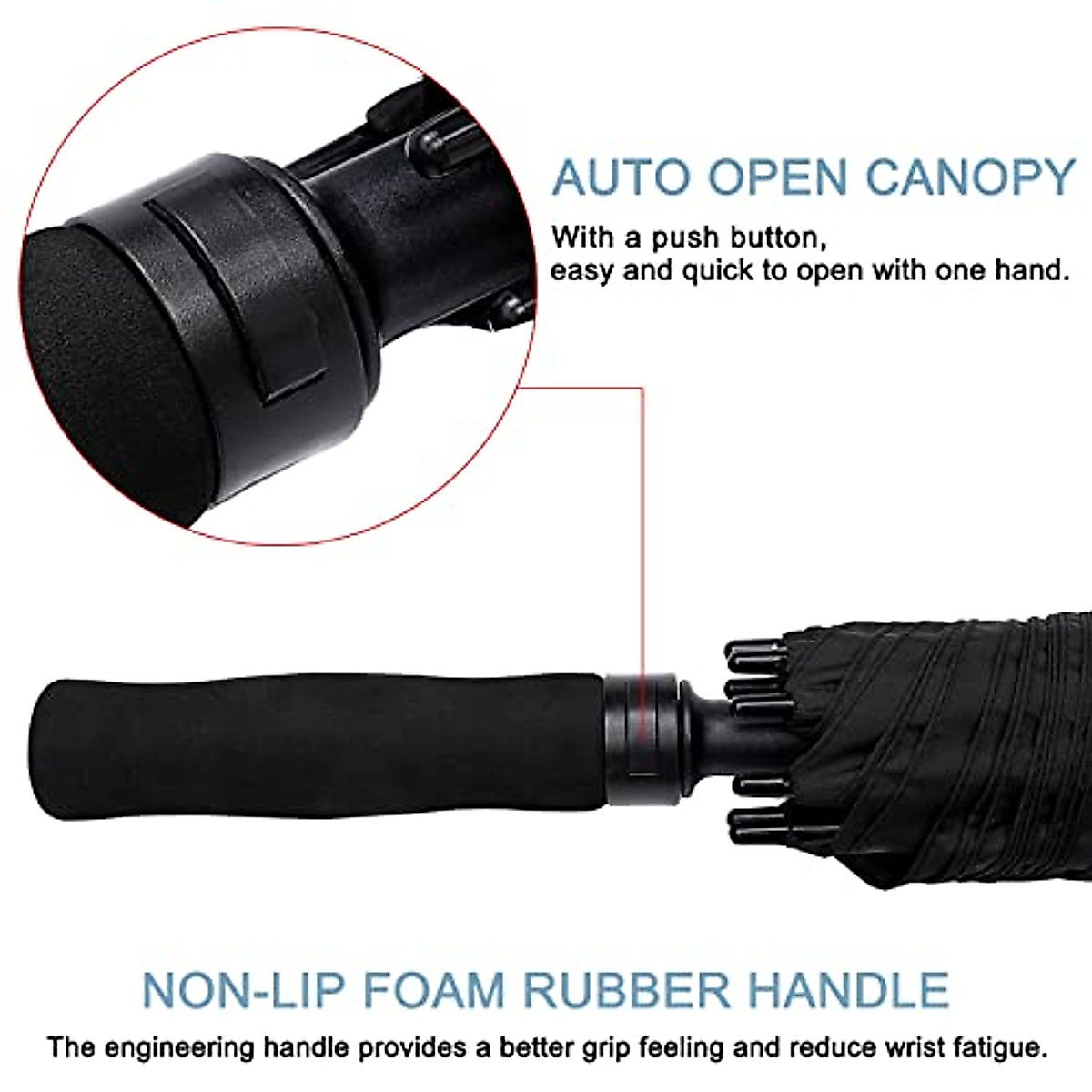 G4Free 72 Inch Huge Large Oversize Golf Umbrella Automatic Open Double Canopy Vented Windproof Stick Umbrellas, 6 Ft Heavy Duty Outdoor Doorman Umbrella Family Umbrella(Black)