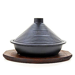 KELUNIS Cast Iron Tagine Pot - Casserole Slow Cooker with Anti-Scalding Board & Cone-Shaped Lid - No Oily Smoke - Environmental Protection Health Cooking
