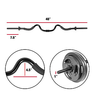 CAP Barbell RB-48T2B Super Curl Bar, Black, 48"