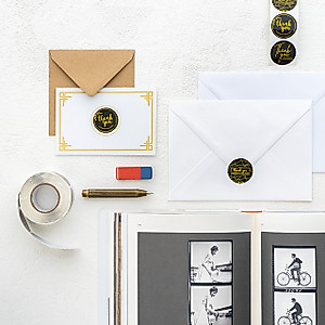 Peachy + Peony - 1.5 Inch Thank You Stickers Small Business - 500 Waterproof Gold Foil Thank You Labels for Packaging, Mailers, Etsy, Bakery – Thank You for Supporting My Small Business Stickers Roll