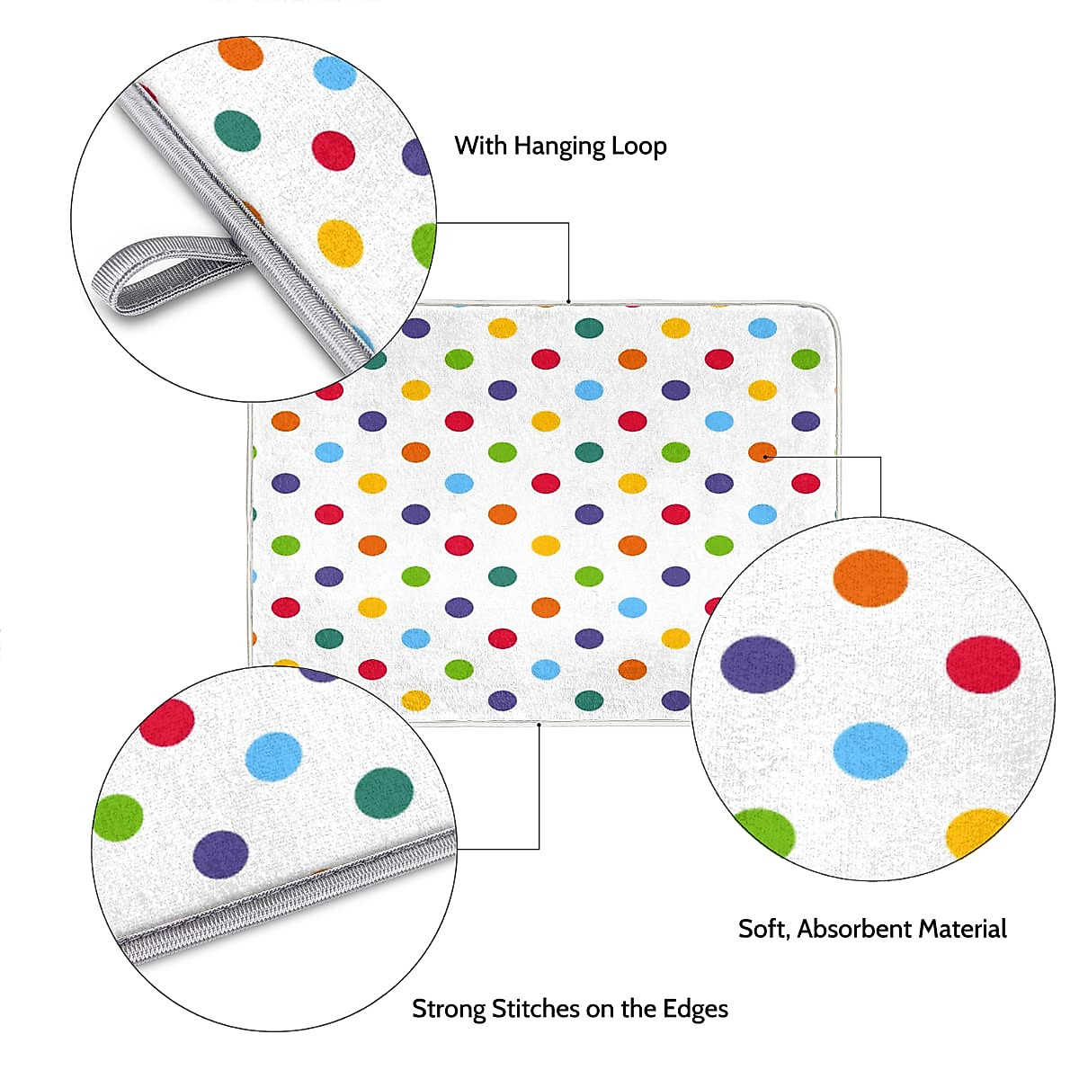 Originals Dish Drying Mat 16 x 18 Inch Absorbent Reversible Microfiber Dish for Kitchen Coffee Bar Countertop