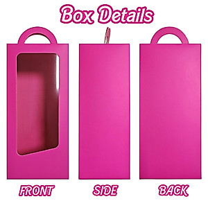 12 Hot Pink Party Favor Boxes 90s Doll Pink Girls Birthday Gift Gable Treat Box Candy Goodie Tall Gable Window Box for Pink Girl Princess Birthday Wedding Bridal Shower Bachelorette Decorations