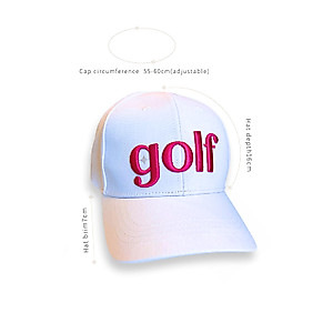 Women's Golf Hat White Ballcap with Pink Accent - Trendy Apparel for Woman, Adjustable Ball Cap, Women, Ladies Cute Golf Gear Apparel Caps - One Size Fits All Unisex