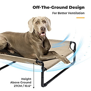 Veehoo Original Cooling Elevated Dog Bed, Outdoor Raised Dog Cots Bed for Large Dogs, Portable Standing Pet Bed with Washable Breathable Mesh, No-Slip Feet for Indoor Outdoor, XX-Large, Beige Coffee