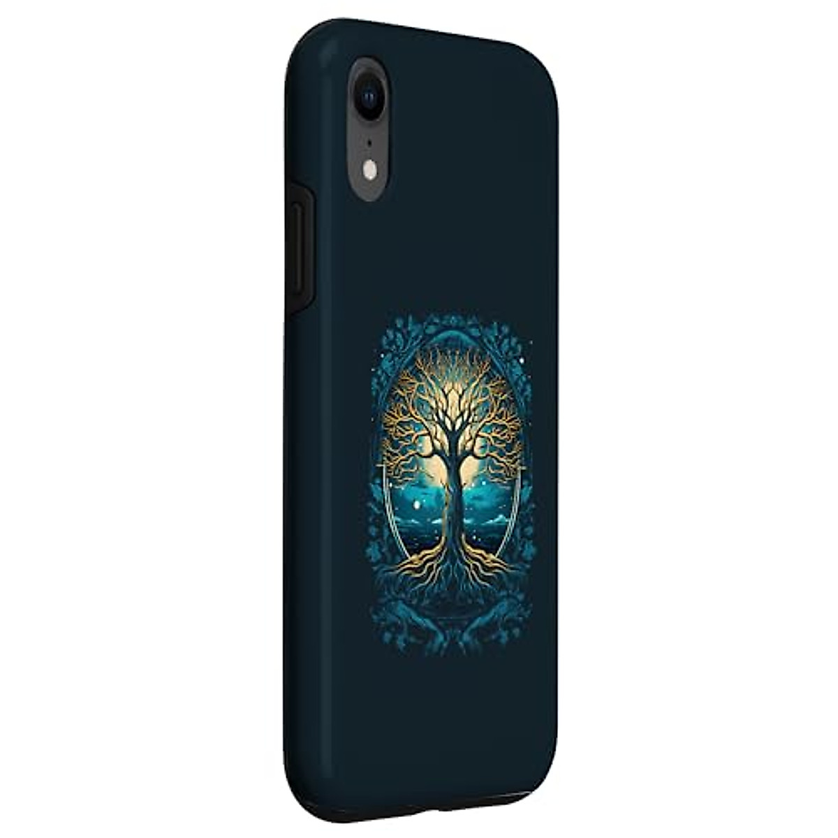 iPhone XR Odin Tree of Life Viking Valhalla Pagan Blue and Yellow Case