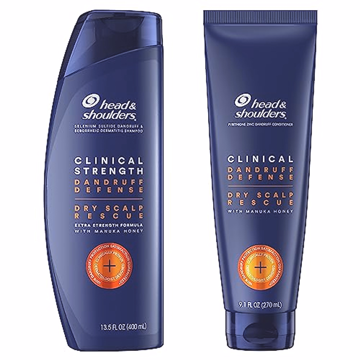 Head & Shoulders Anti-Dandruff Shampoo and Conditioner Set, Clinical Strength, Dry Scalp Rescue with Manuka Honey, 13.5 Fl Oz and 9.1 Fl Oz (Pack of 2)