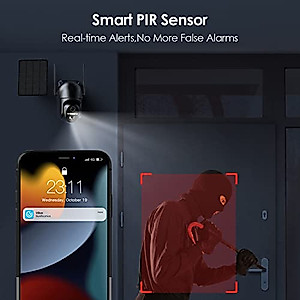 Solar Security Cameras Wireless Outdoor, SEHMUA 2K 360° View Battery Powered Outdoor Camera, WiFi Home Security with Spotlight Color Night Vision, PIR Sensor, 2-Way Audio, Siren Alarm, IP65 Waterproof