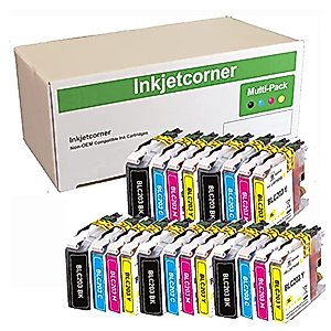 Inkjetcorner Compatible Ink Cartridge Replacement for LC203 LC203XL for use with MFC-J460DW MFC-J480DW MFC-J485DW MFC-J680DW MFC-J880DW MFC-J885DW (5 Black 5 Cyan 5 Magenta 5 Yellow, 20-Pack)