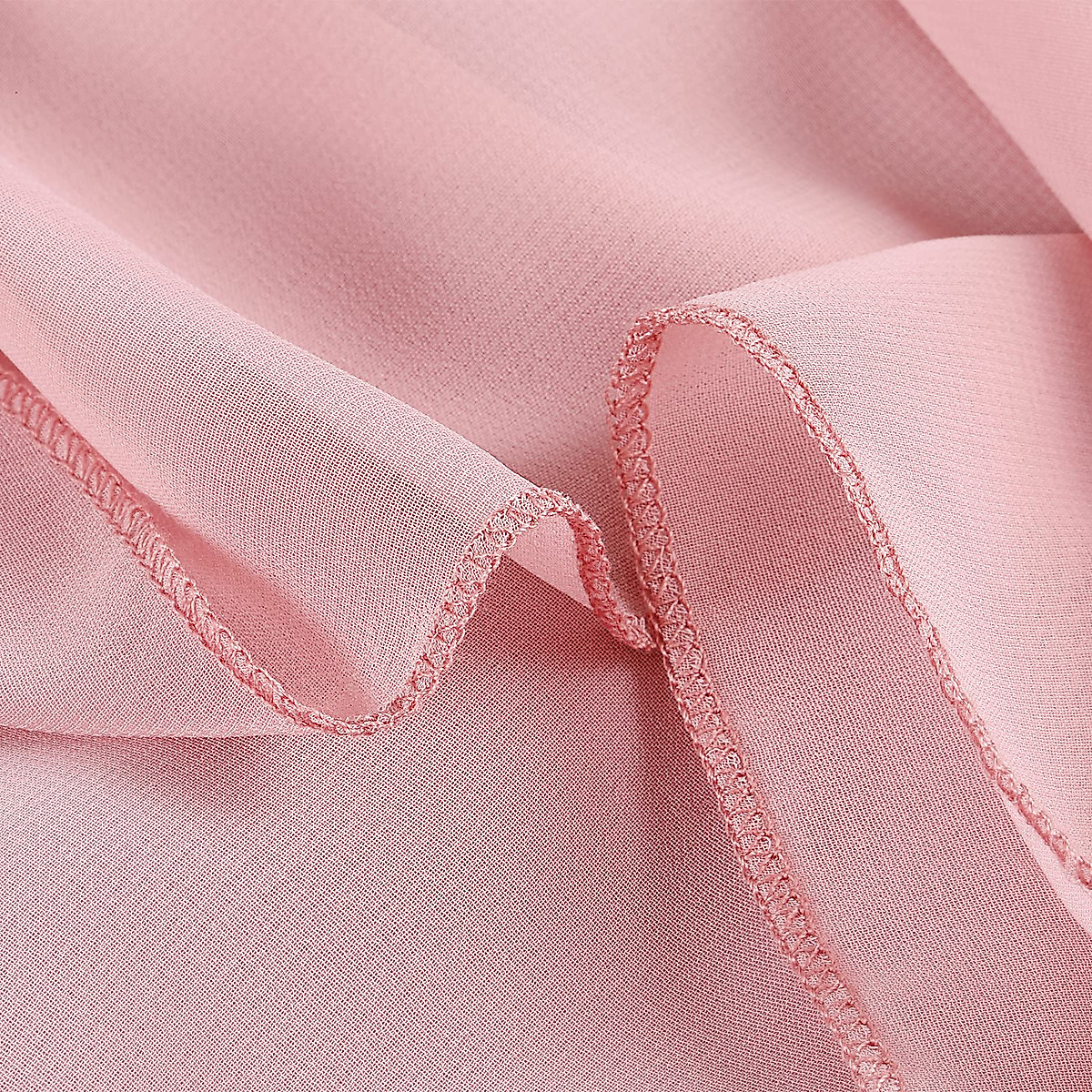 14FT Dusty Rose Chiffon Table Skirt Sheer Rectangle Tablecloth for Wedding 1st Baby Girl Birthday Party Bridal Shower Decoration