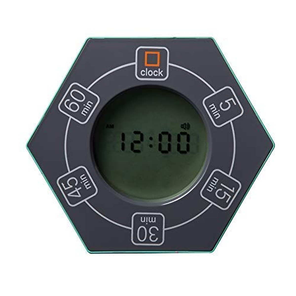 Home & Office Timer with Clock, 5,15, 30, 45, 60 Minute Preset Countdown Timer, Easy-to-Use Time Management Tool (Cyan)