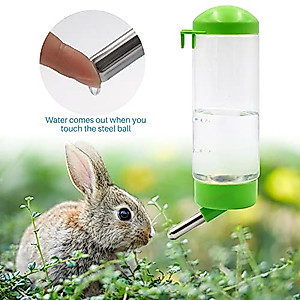 NAOEDEAH 2 Pack 16 oz Large Rabbit Guinea Pig Water Bottle no Drip for Cage no Leak Rat Small Animal Dog Hamster Water Bottle Water Bottle Attaches to Cage Bunny Water Dispenser,Ship by Random Color