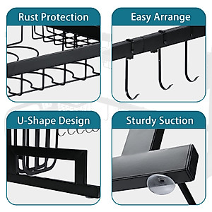 Vipush Over The Sink Dish Drying Rack - Large Dish Drainer for Storage Kitchen Counter Organization, Adjustable Stainless Steel Over Sink Display(25-35inch)