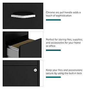 Hirsh Industries Space Solutions 18in Deep 3 Drawer Metal Organizer File Cabinet Black, Letter Size, Fully Assembled